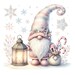 Pastel Winter Gnome Clipart, Watercolor Christmas Gnome Art, Snowflake ...