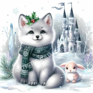 Cute Arctic Fox Clipart, Christmas Winter Animal White Fox Design ...
