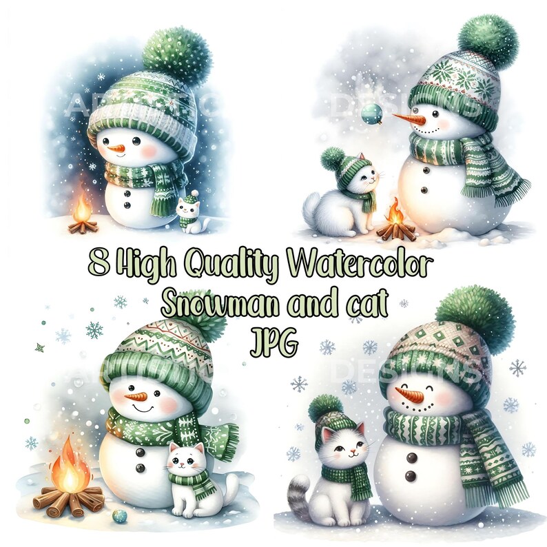 Watercolor Cute Snowman Clipart | Cozy Christmas Festive Holiday Winter ...
