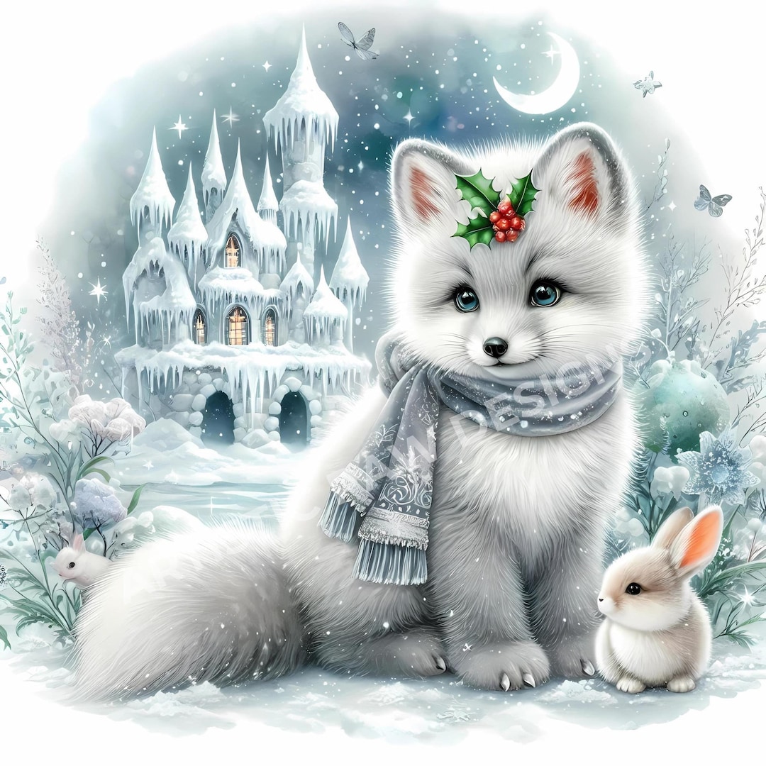 Cute Arctic Fox Clipart, Christmas Winter Animal White Fox Design ...