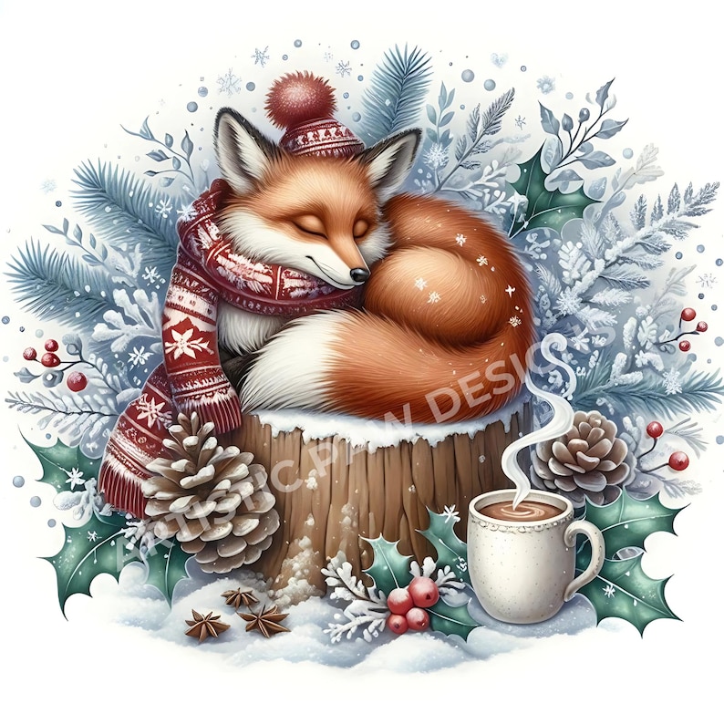 Winter Watercolor Woodland Fox Clipart, Woodland Animal Clipart, Forest ...
