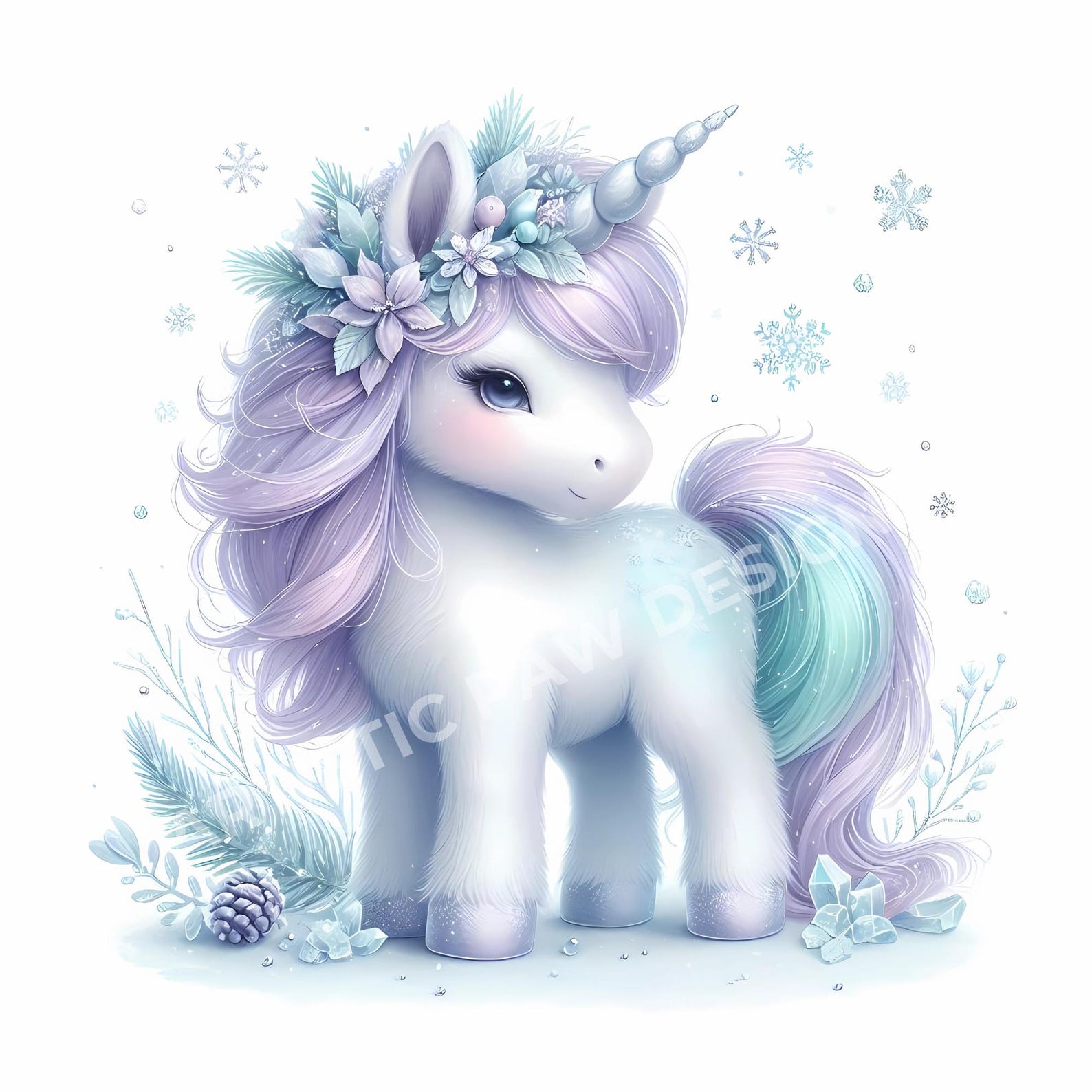Pastel Fantasy Unicorn Clipart 9 Cute Unicorn Digital Art Magical ...