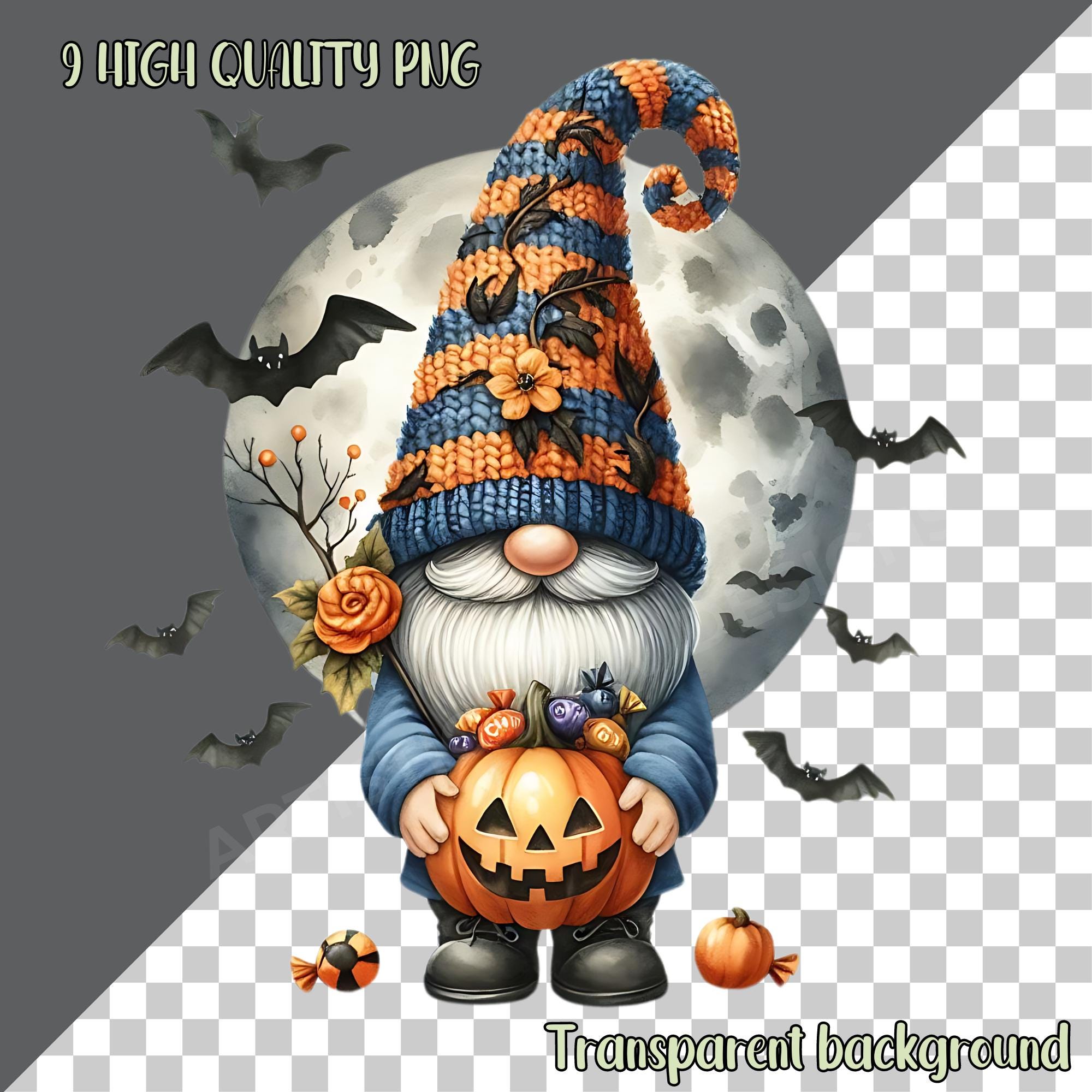 Halloween Gnome, Pumpkin Gnome, 9 High Quality PNG Transparent ...