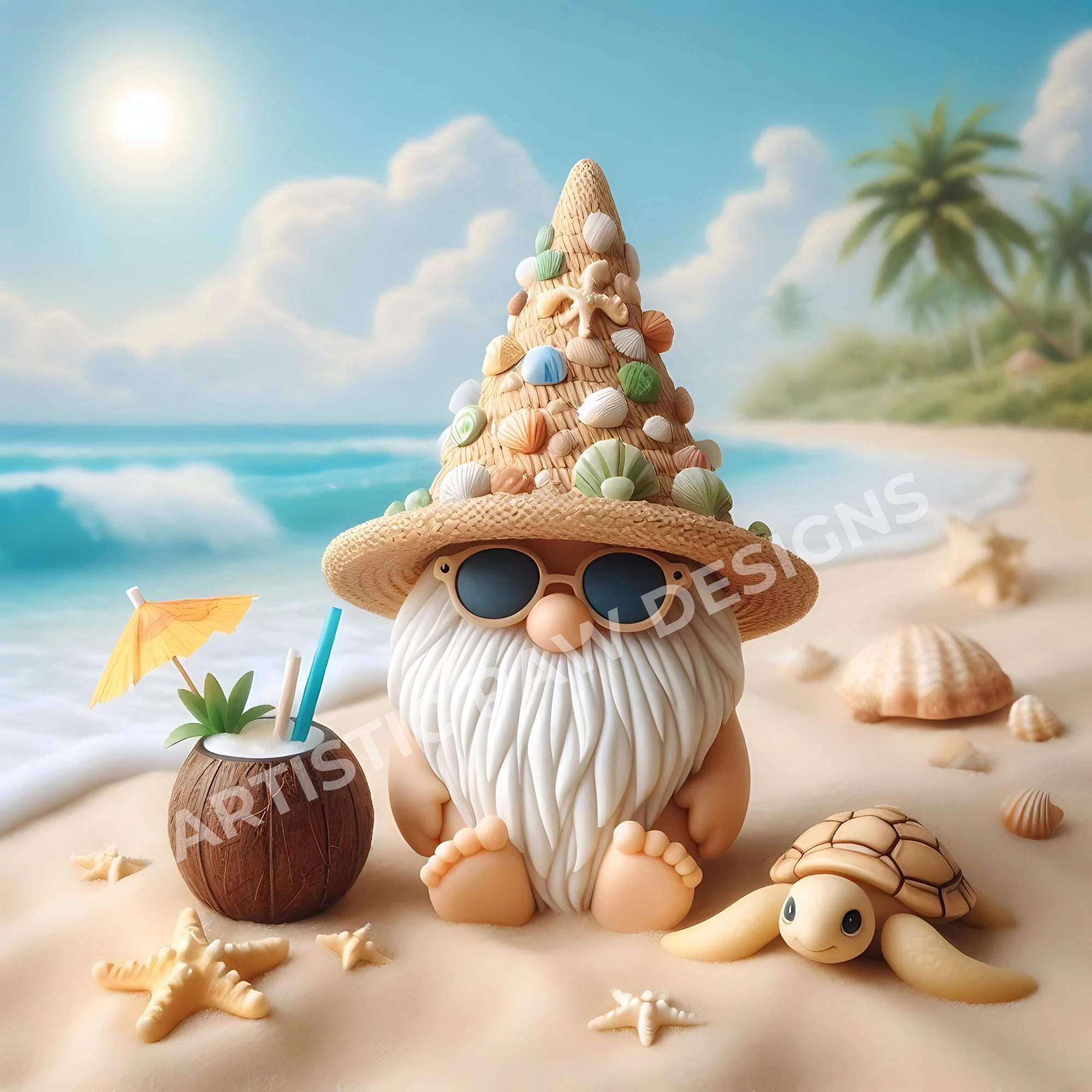 8 Summer Beach Gnome Clipart - Sea Gnome Clip Art JPG, Tropical Gnome ...