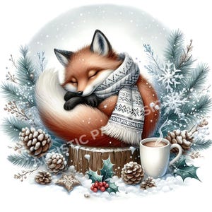 Winter Watercolor Woodland Fox Clipart, Woodland Animal Clipart, Forest ...