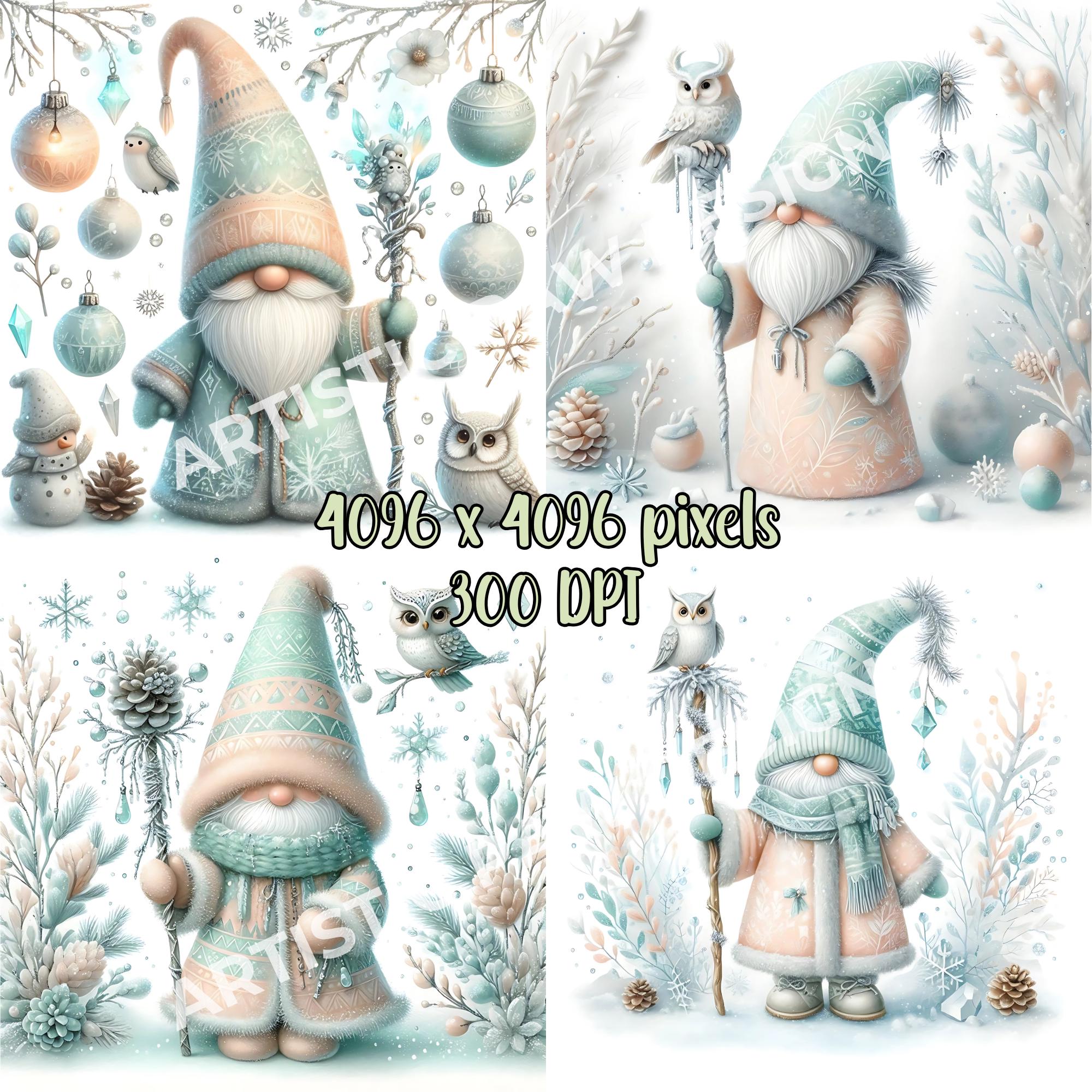 Pastel Watercolor Winter Gnome Clipart - Gnome and Owl Companion Art ...