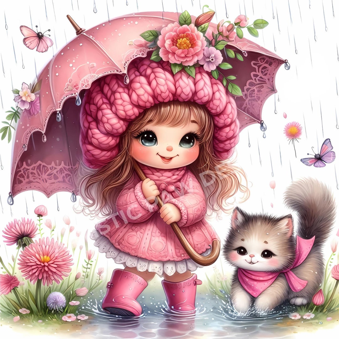 Cute Gnome and Cat Clipart, 4 Watercolor Cat and Gnome JPG, Scrapbook ...