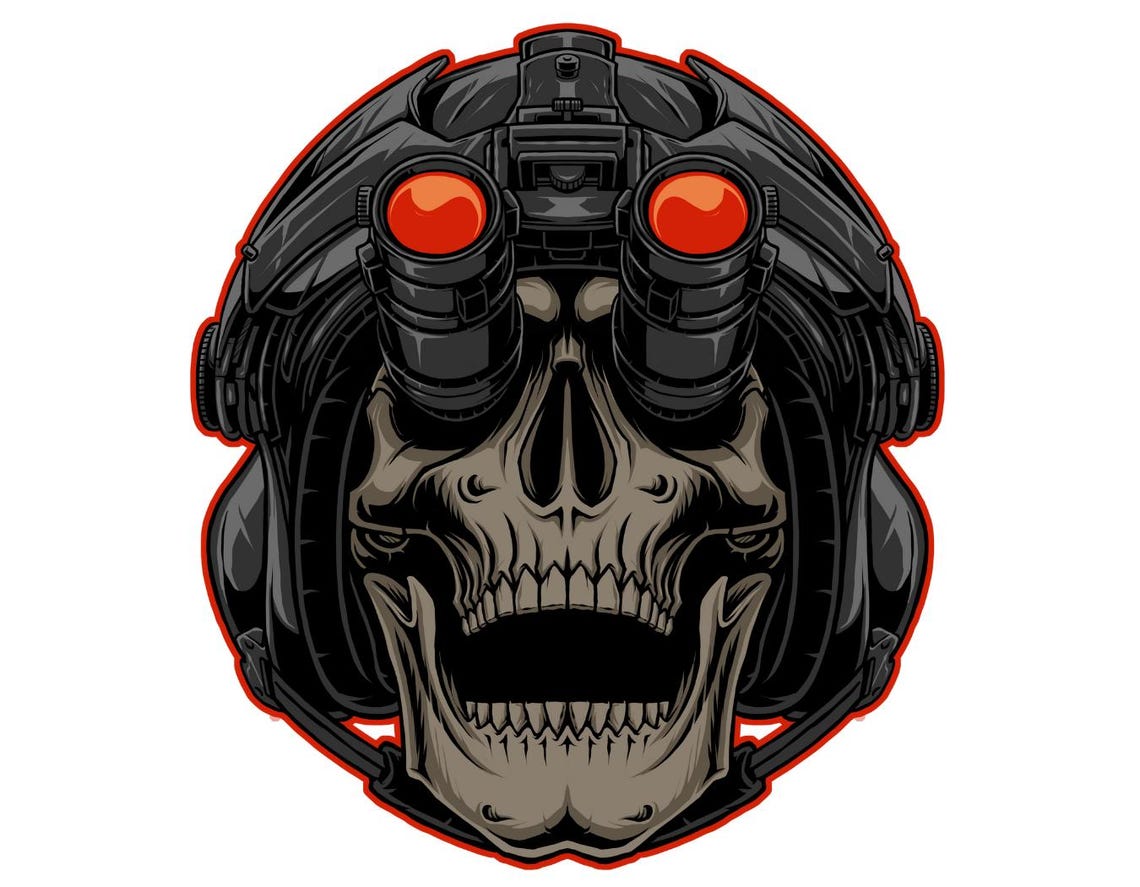 Night Vision Goggle "nvg" Die Cut Sticker, Skull and NVG Design ...