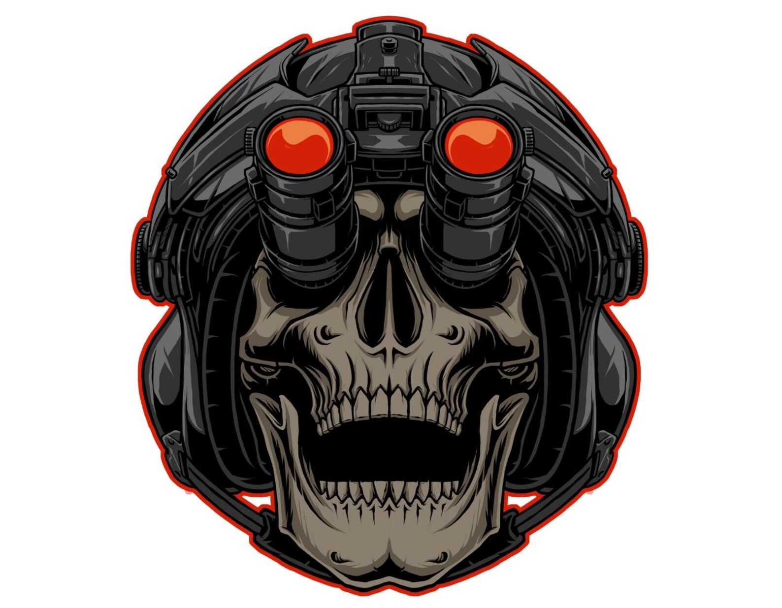 Night Vision Goggle "nvg" Die Cut Sticker, Skull and NVG Design ...