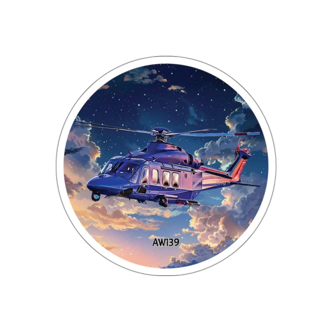 AW139 Helicopter Round Sticker Aviation-themed Vinyl Decal for ...