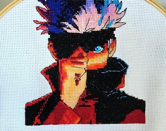 Gojo Satoru Sensei Jujutsu Kaisen Cross Stitch Pattern, DIY Embroidery ...