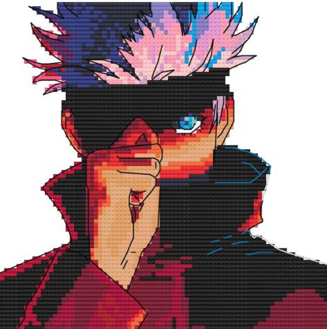 Gojo Satoru JJK Cross Stitch Pattern Jujitsu Kaisen Anime Manga PDF - Etsy