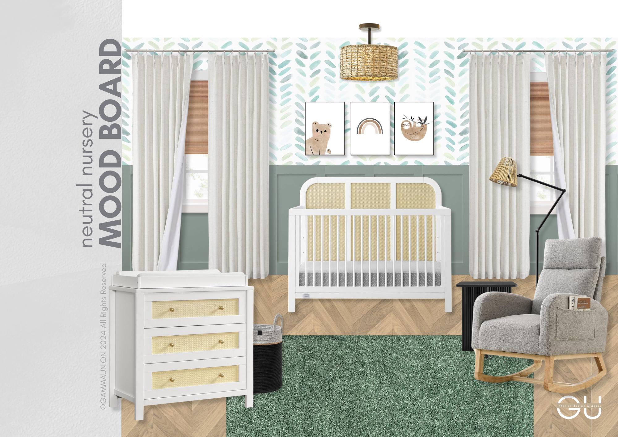 Pre-designed Green Nursery: Modern Neutral Package With Mood Board ...