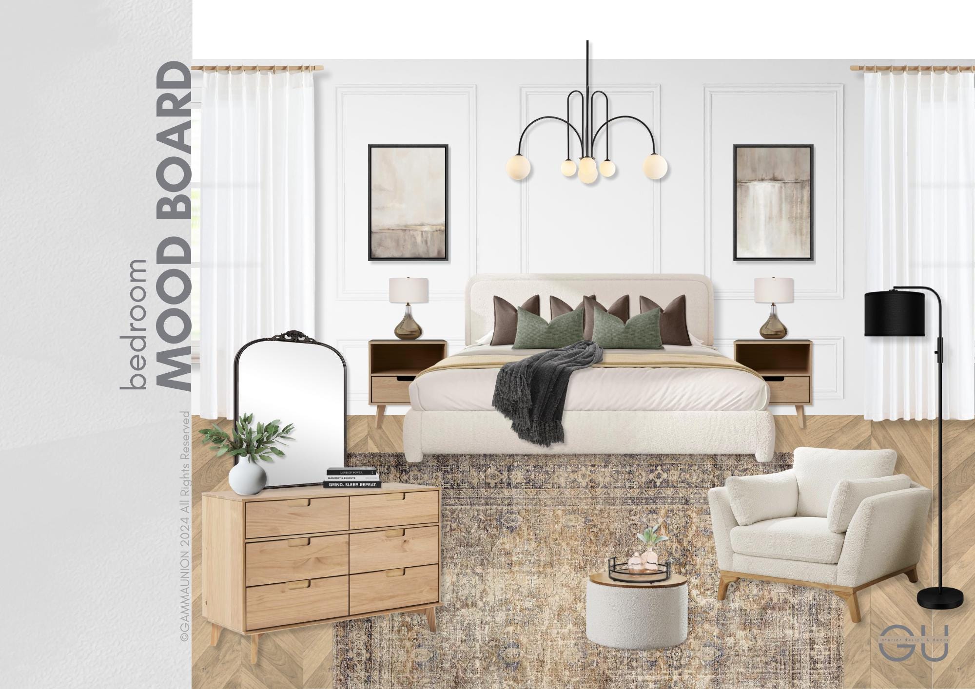 Pre-made Master Bedroom: Transitional Cozy Interior Design - Aesthetic ...