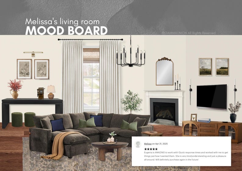 CUSTOM Interior Design - ONE ROOM - Full Package: Mood Board, Shopping ...