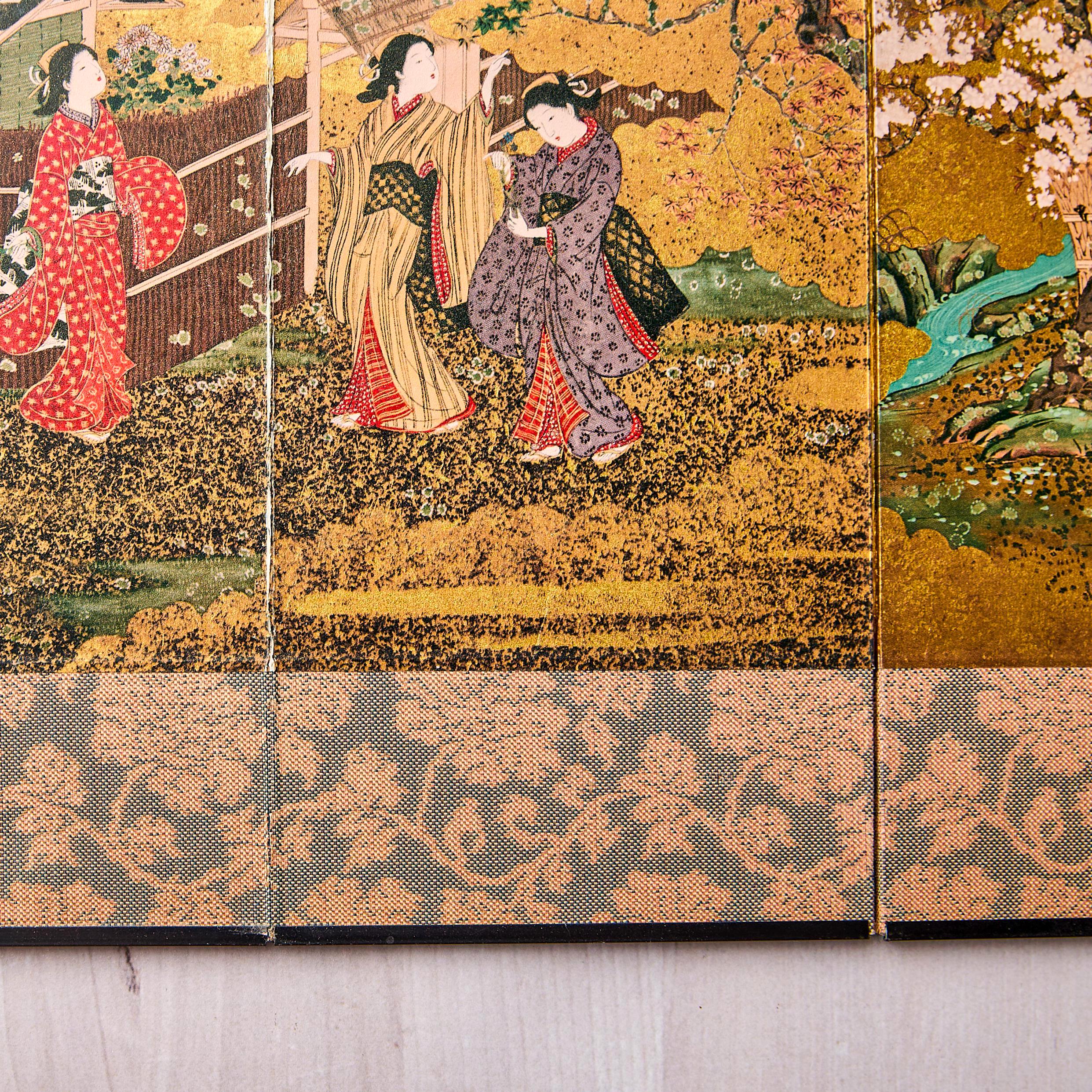 Vintage Japanese Art Byobu: Small Panel Folding Screen - Etsy