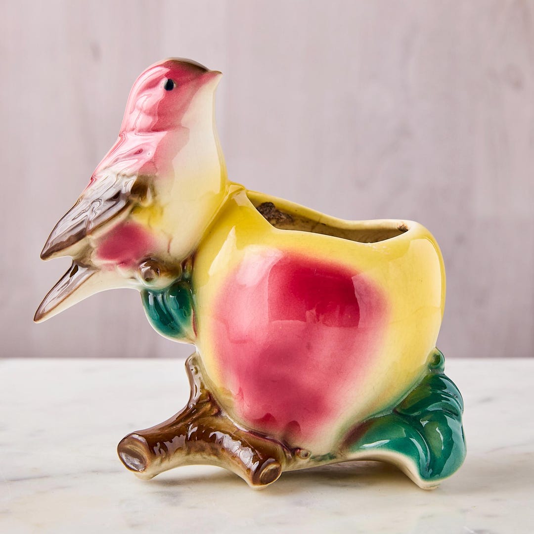Vintage Royal Copley Bird Planter: 1950s Red Apple Flower Pot - Etsy