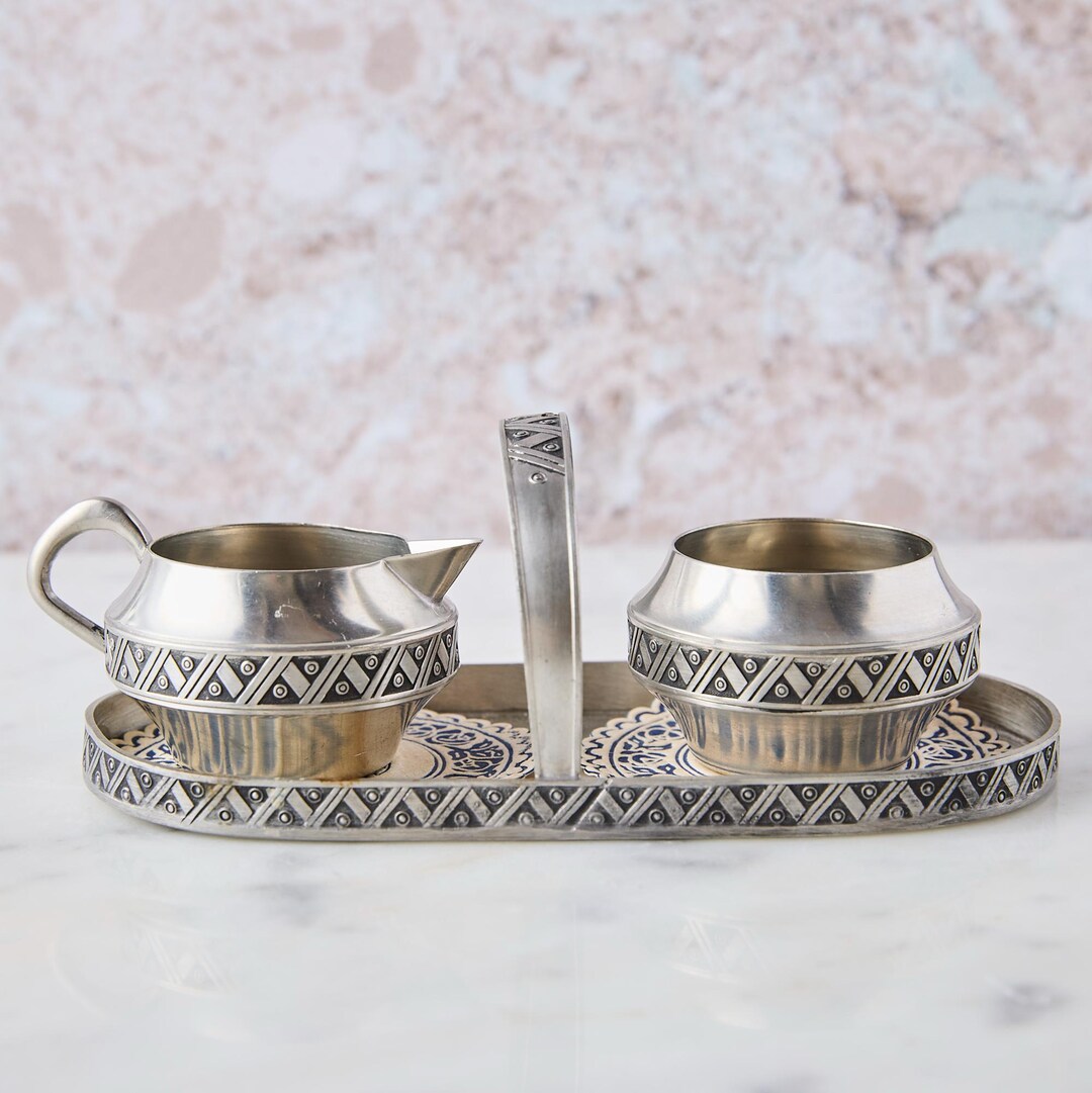 Vintage Norwegian Pewter Tea Service Set, Creamer and Sugar Set With ...
