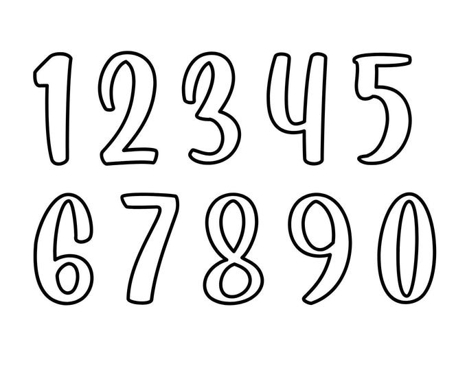 Numbers 0-9 (blueberry Outline) - Etsy