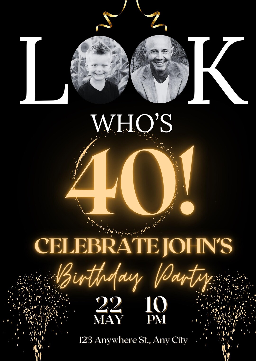 Custom 40th Birthday Invitation Template With Photo (digital Download ...