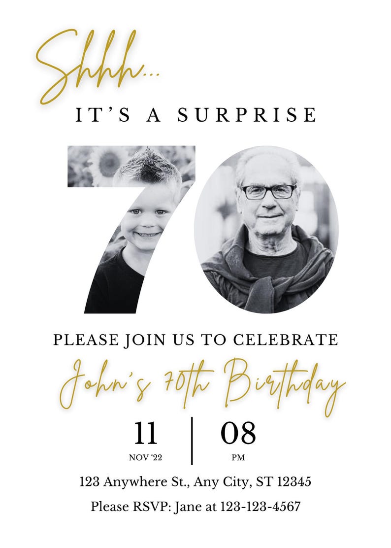 70th Surprise Birthday Invitation Template for Him (digital Download ...