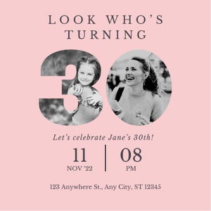 30th Birthday Invitation Template: Photo Milestone Invite (digital ...