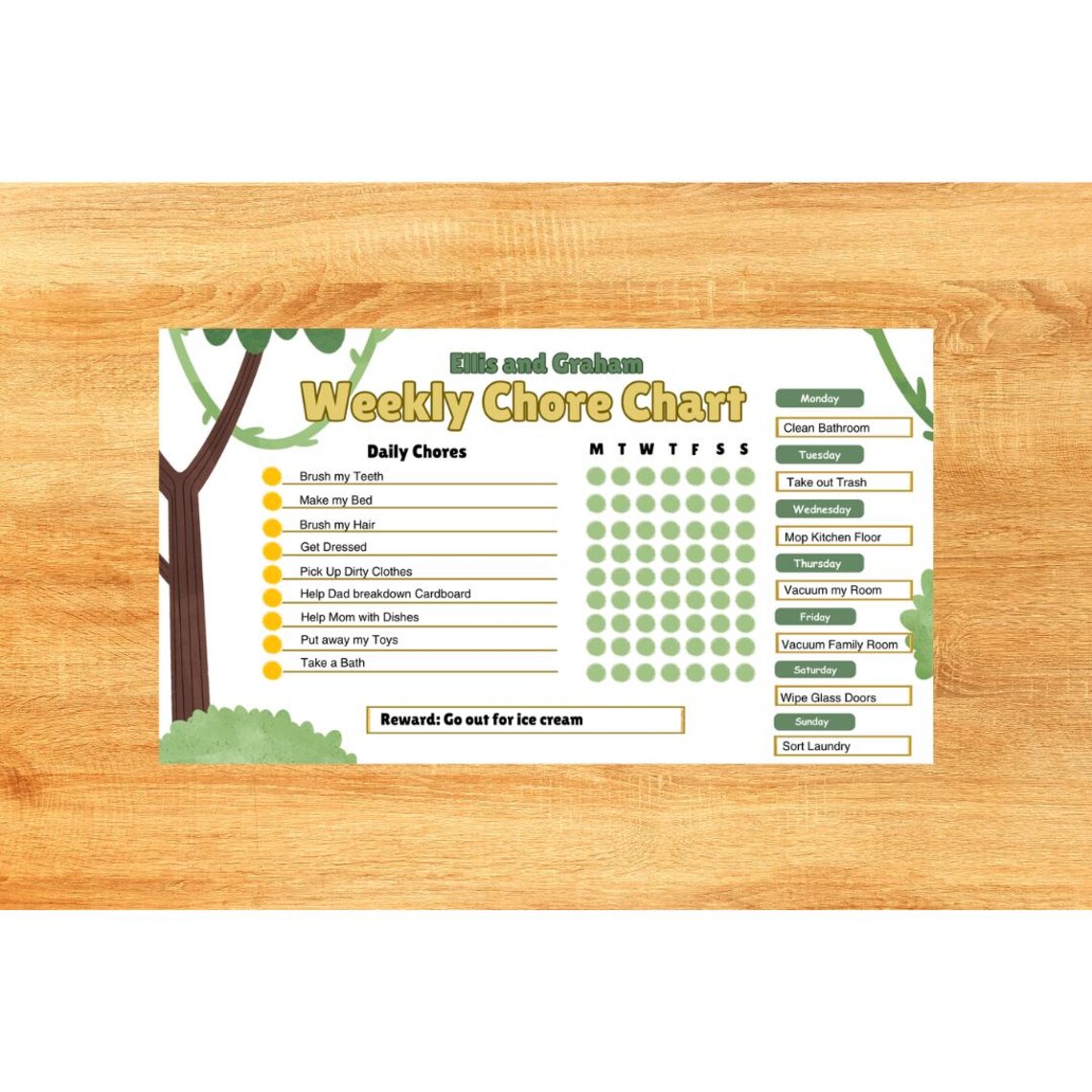 Editable Chore Chart for Kids, Printable, Kids Daily Weekly ...