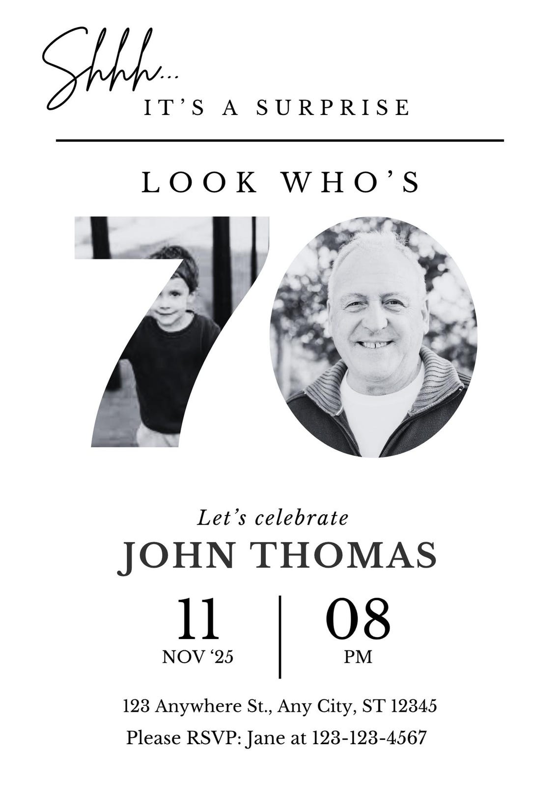 70th Surprise Birthday Invitation Template for Him (digital Download ...