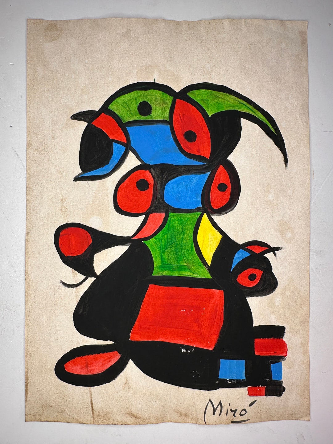 Joan Miro Certificate COA Painting Drawing Handmade Old Vintage Paper ...
