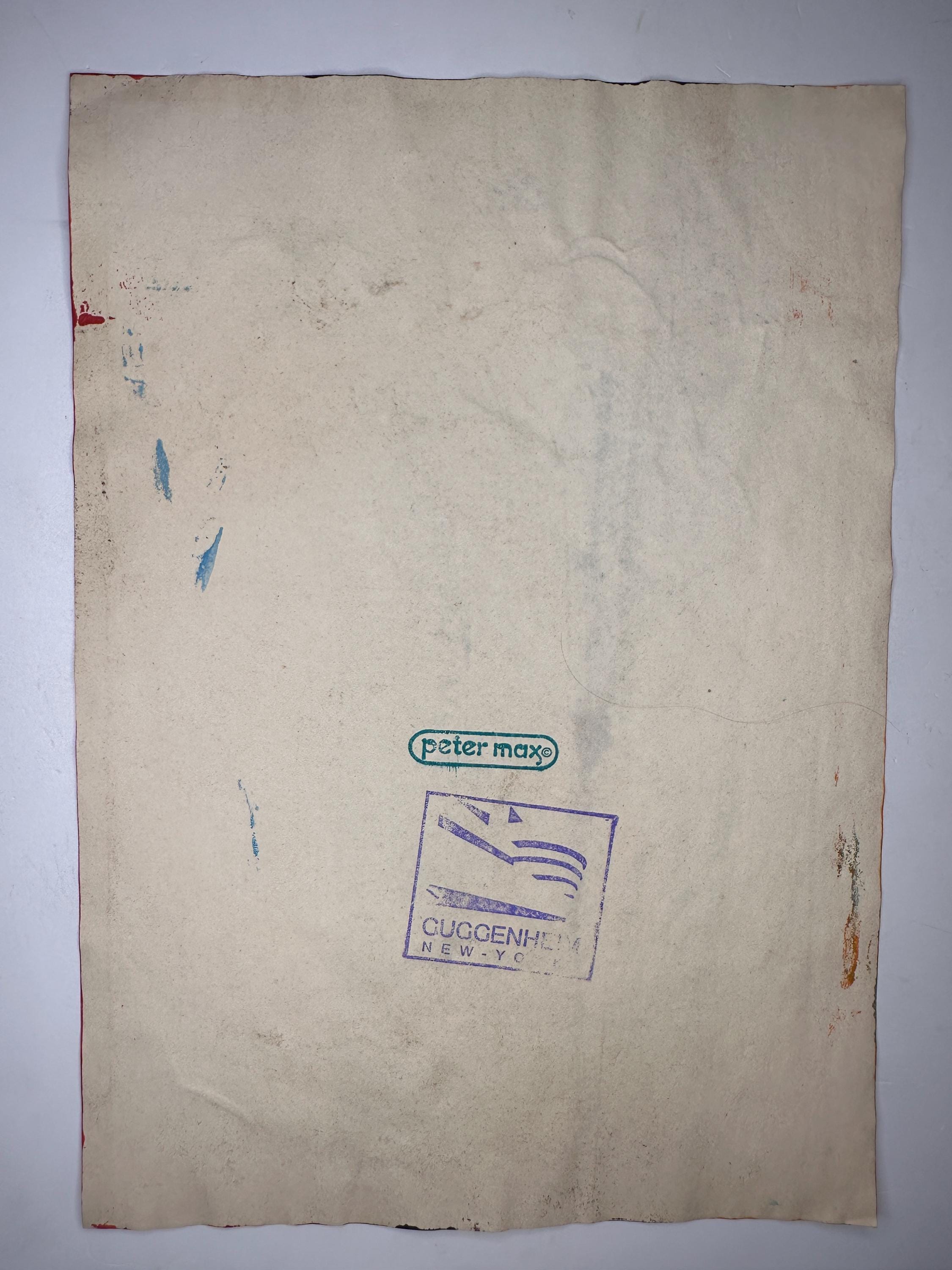 Peter Max Certificate COA Painting Drawing Handmade Old Vintage Paper ...