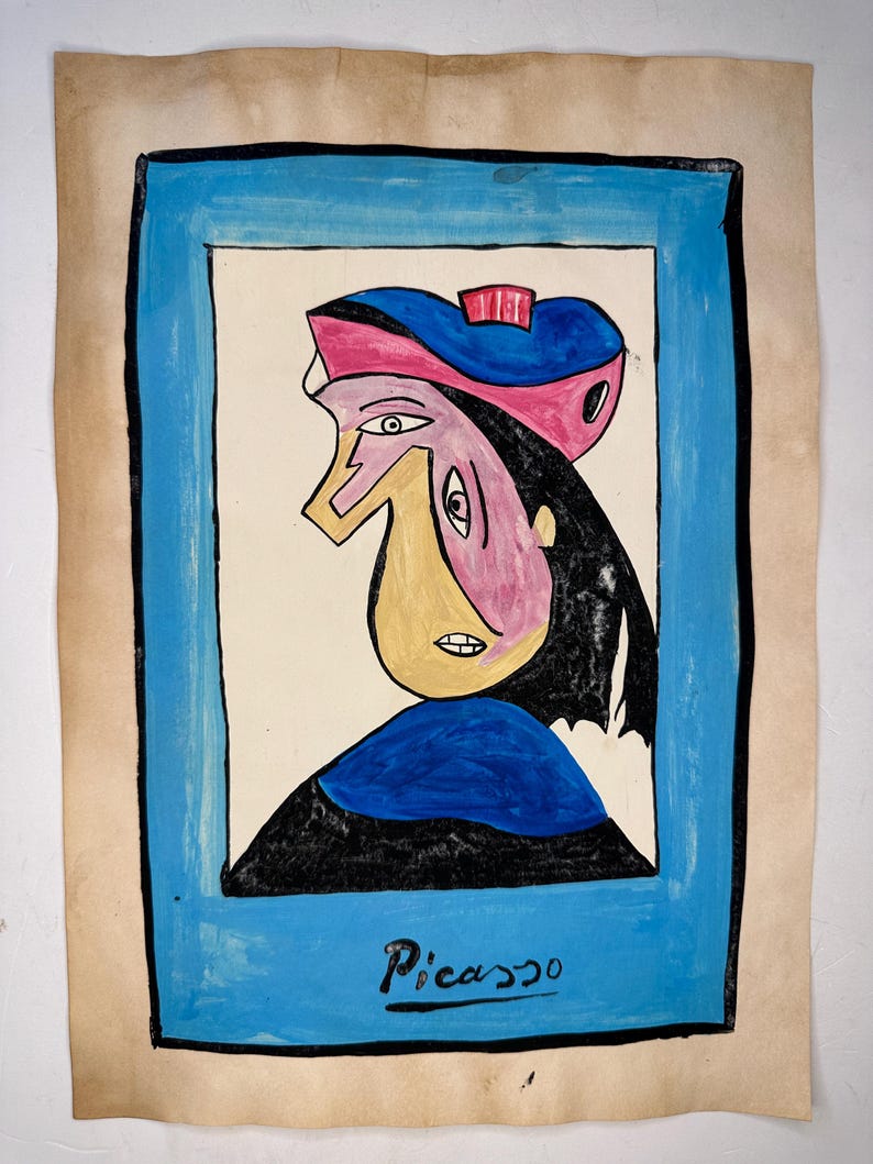 PABLO PICASSO Certificate COA Painting Drawing Handmade Old Vintage ...