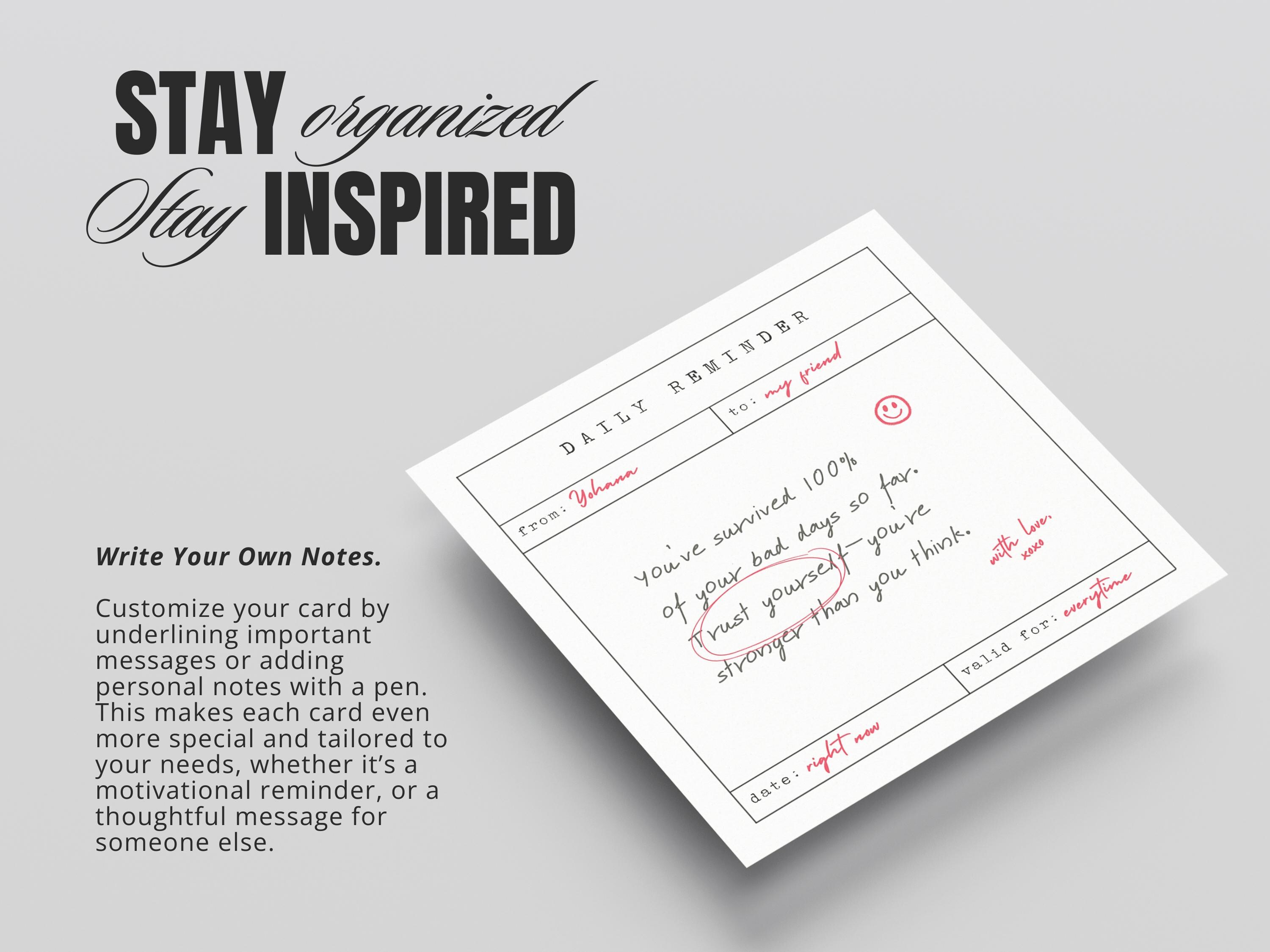 Editable Daily Reminder Cards With Motivational Quotes & Affirmations ...