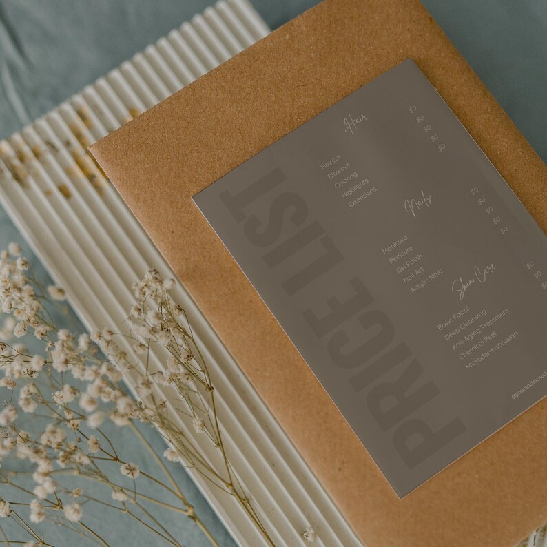 Editable Minimalist Price List Template | Instant Download ...