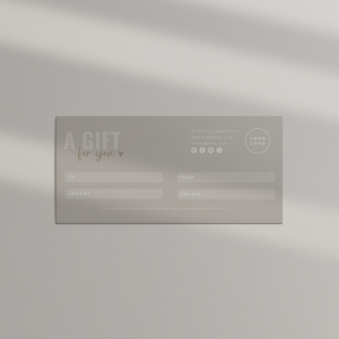 Minimalist Editable Gift Card Template Instant Download, Printable ...