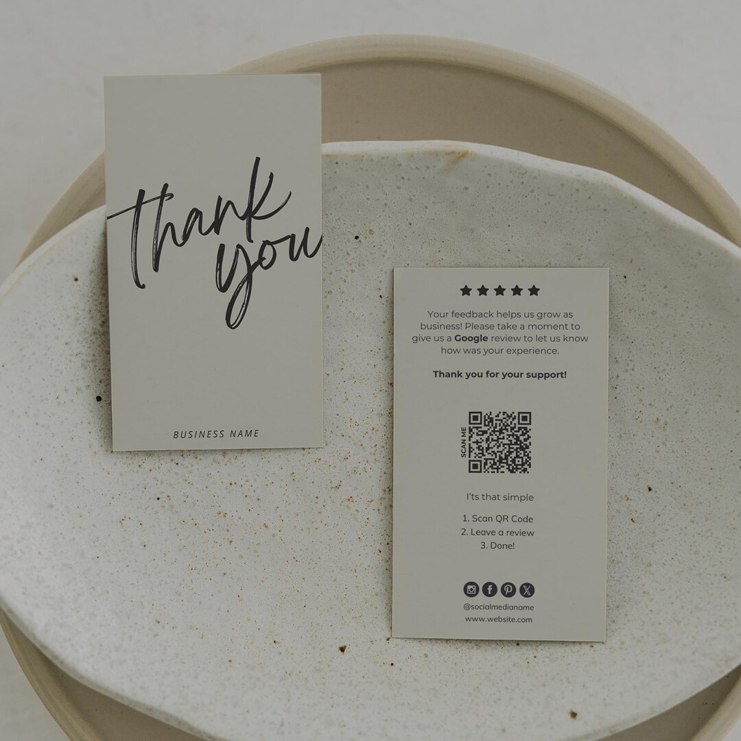 Customizable Minimalist Review Card Template With QR Code - Instant ...