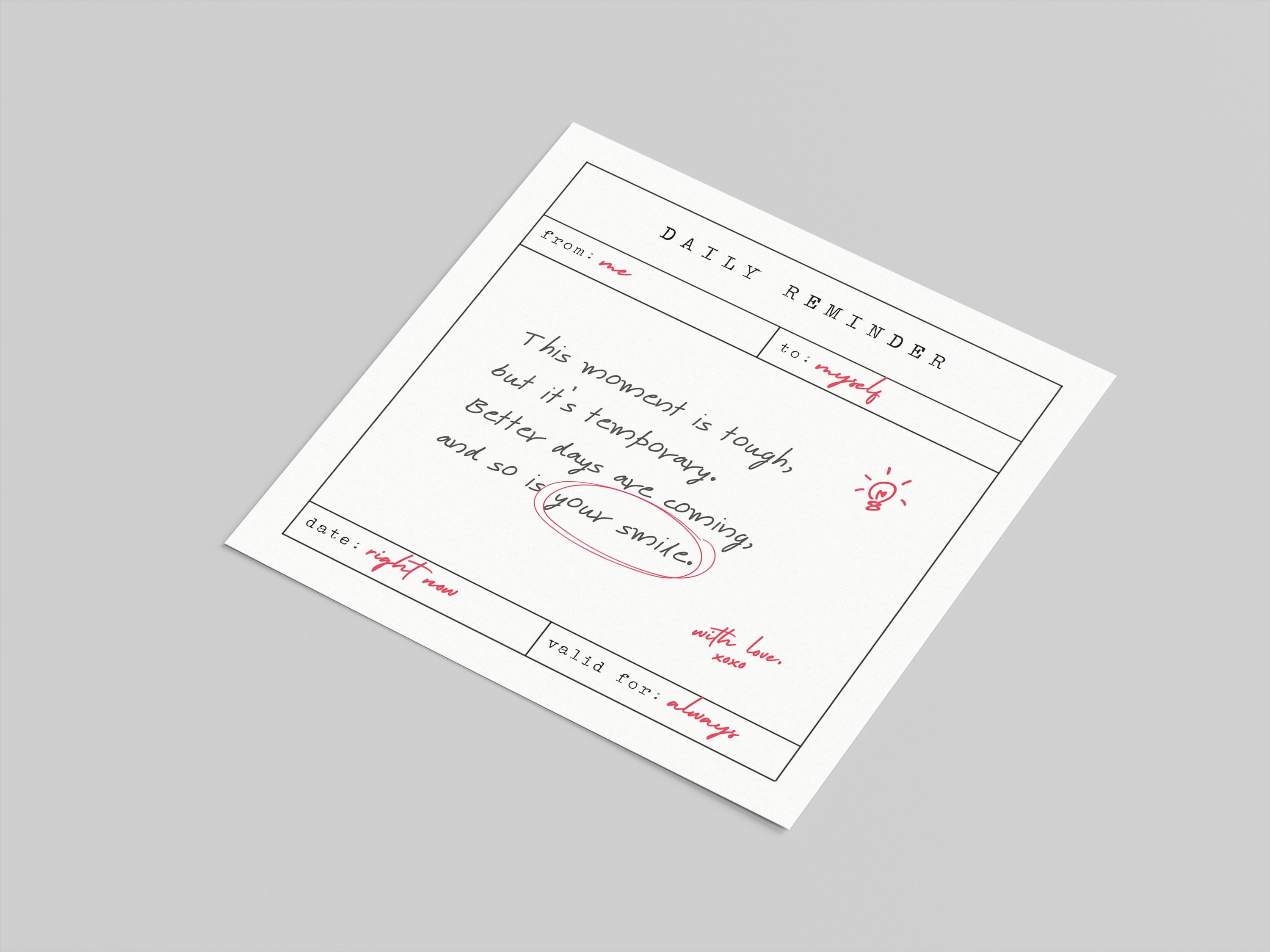 Editable Daily Reminder Cards With Motivational Quotes & Affirmations ...