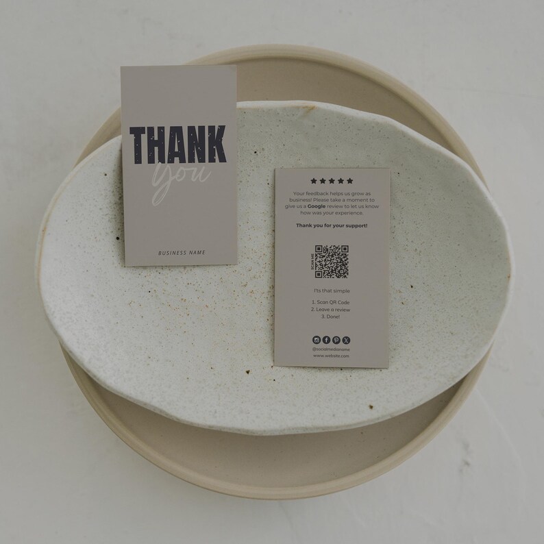 Editable Review Card Template - Minimalist Printable With QR Code ...