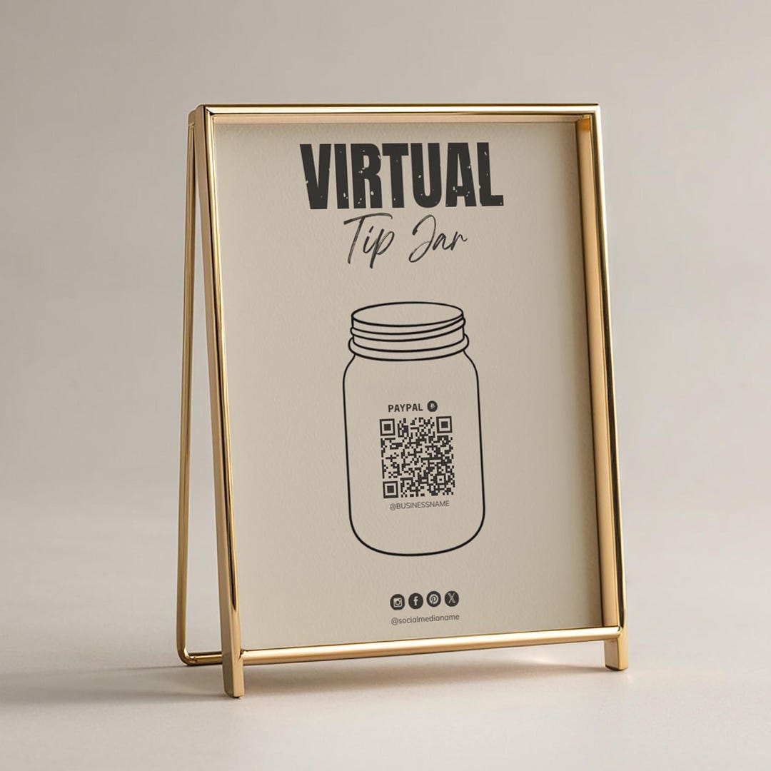 Minimalist QR Code Tip Jar Template, Instant Digital Download, Editable ...