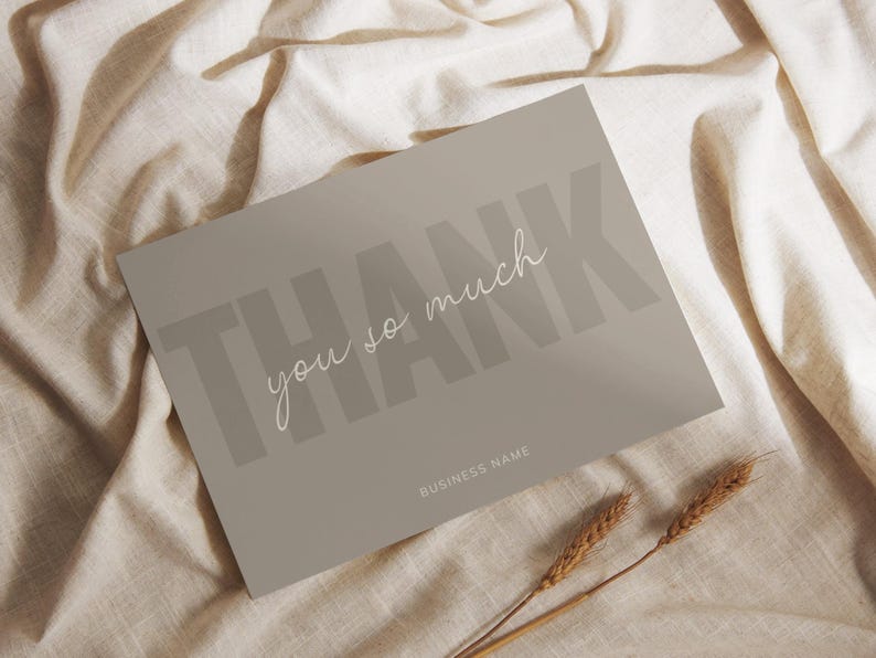 Customizable Minimalist Thank You Card Template, Instant Download ...