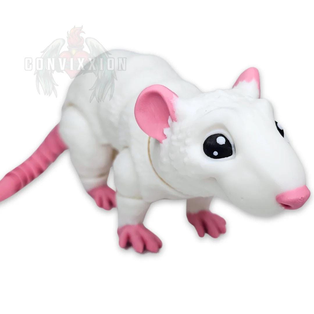 Articulated Albino Rat 3D Printed High-quality Posable Desk Pet | Adult ...