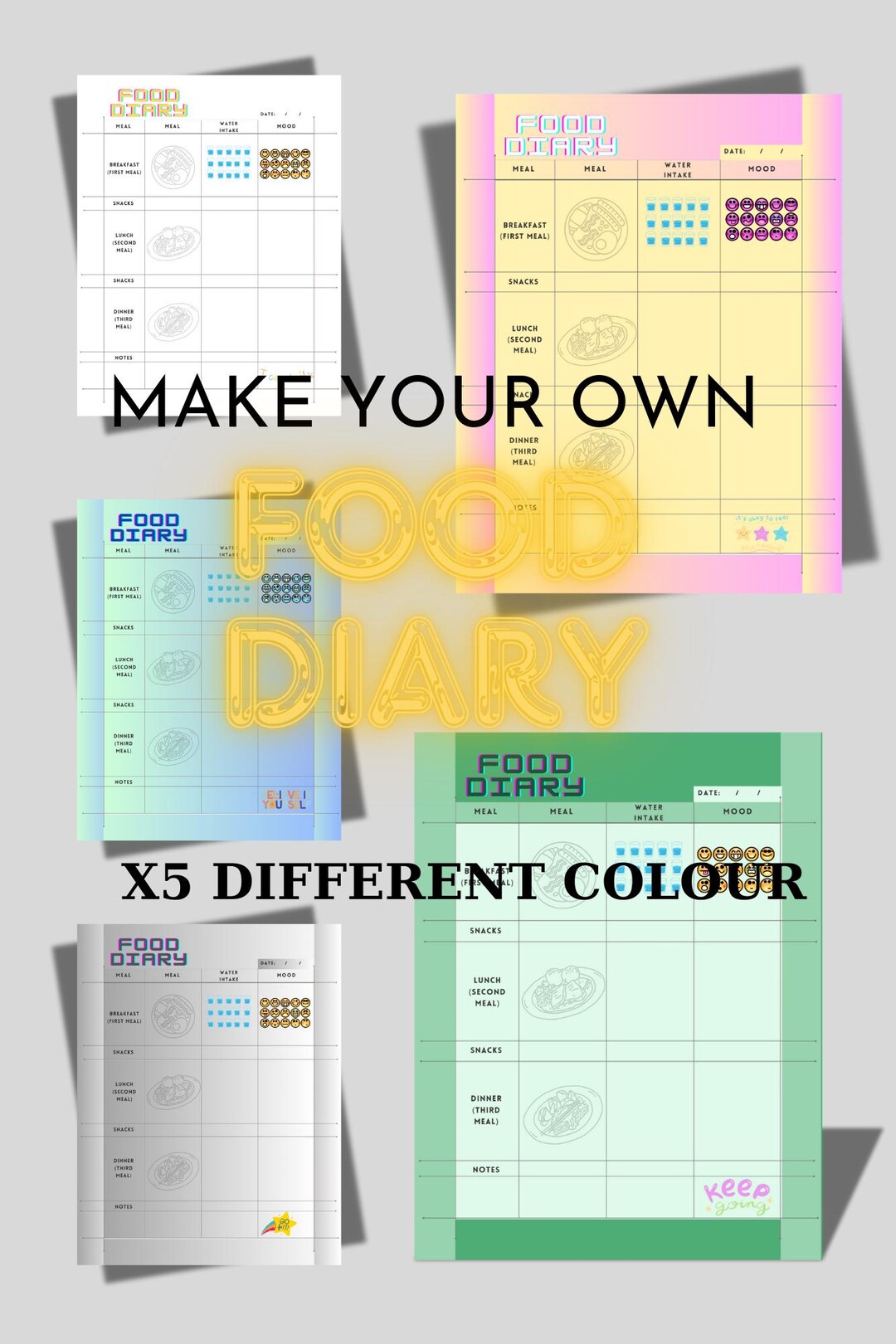 FOOD DIARY / Printable Food Diary / Digital Food Diary - Etsy