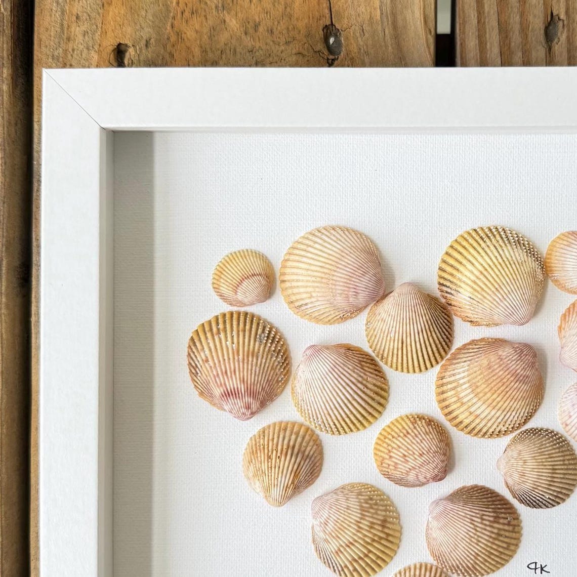 Beach Collage Heart Made of Shells, 9x9 Framed Handmade Original Wall ...