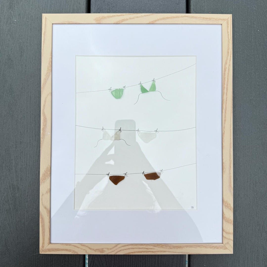 Beach Sea Glass Swimsuit Bikini Art 11x14 - Etsy
