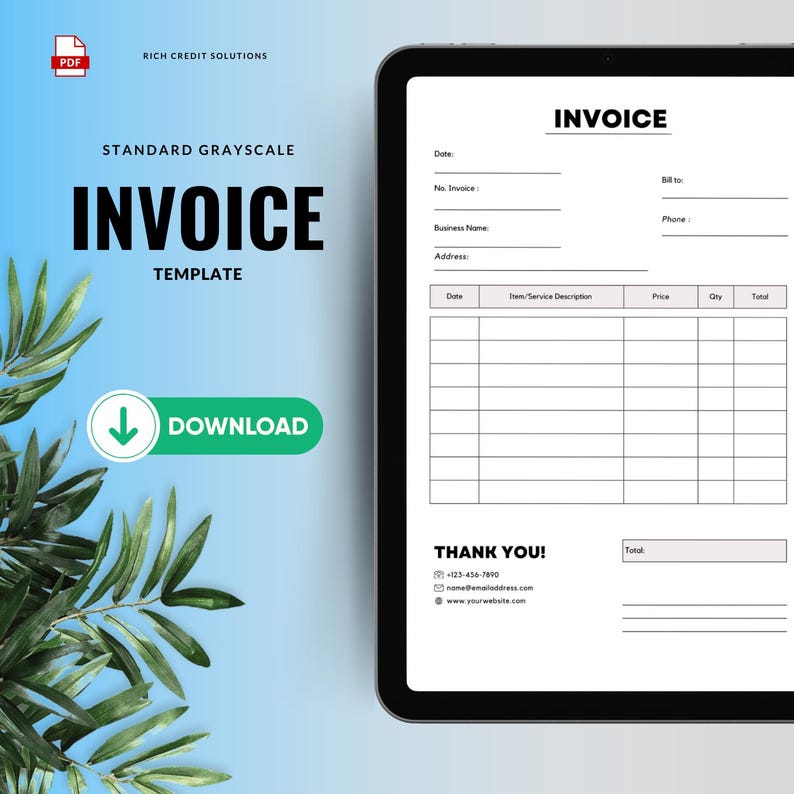 Invoice Template Editable Small Business Invoice Invoice Template ...