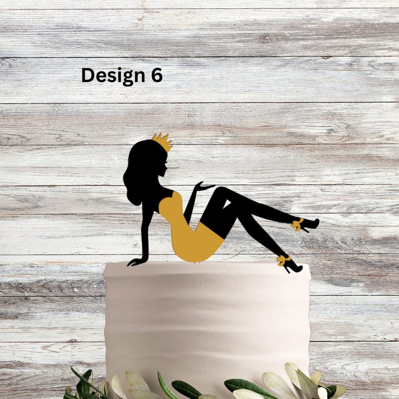 Custom Wooden Cake Topper, Diva, Sitting Girl, Unique Cake Topper, Elegant Topper, Birthday ...