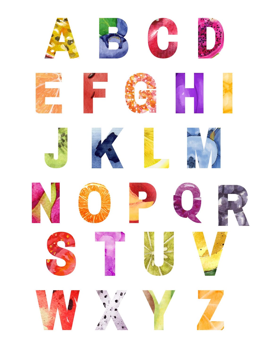Fruity Alphabet Digital Download Poster Size Fruit Alphabet Teacher ...