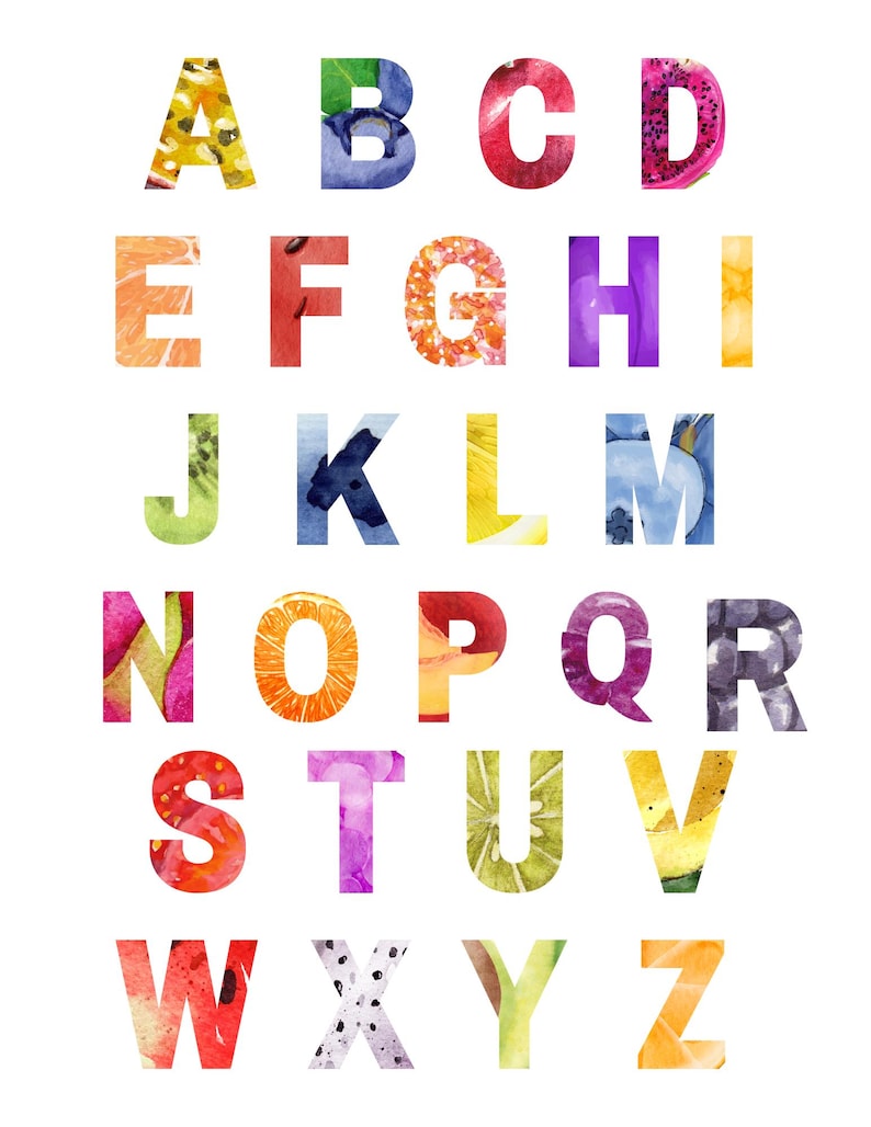 Fruity Alphabet Digital Download Poster Size Fruit Alphabet Teacher ...