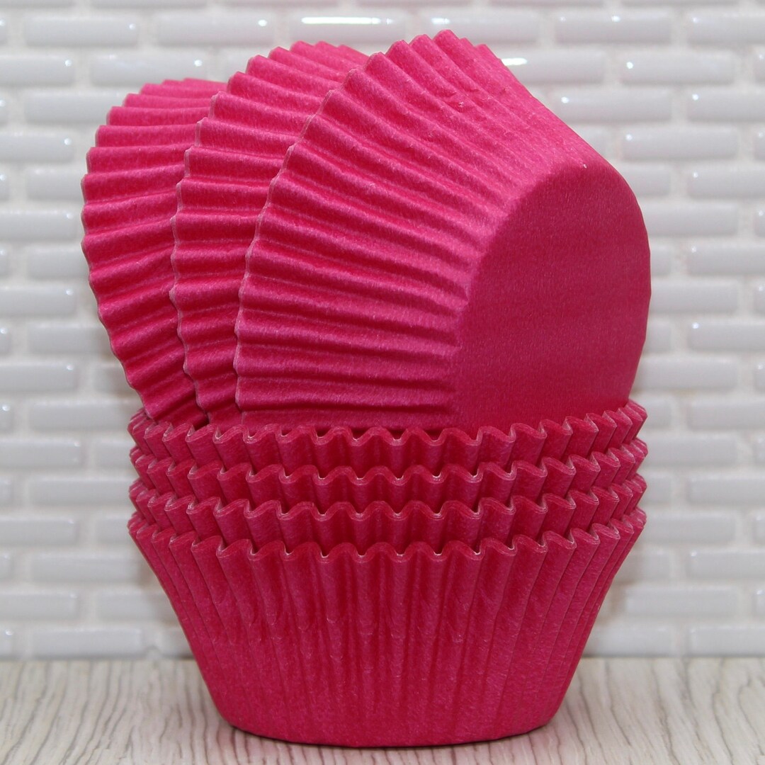 Bright Pink Cupcake Liners (qty 45) Pink Baking Cups, Pink Cupcake ...