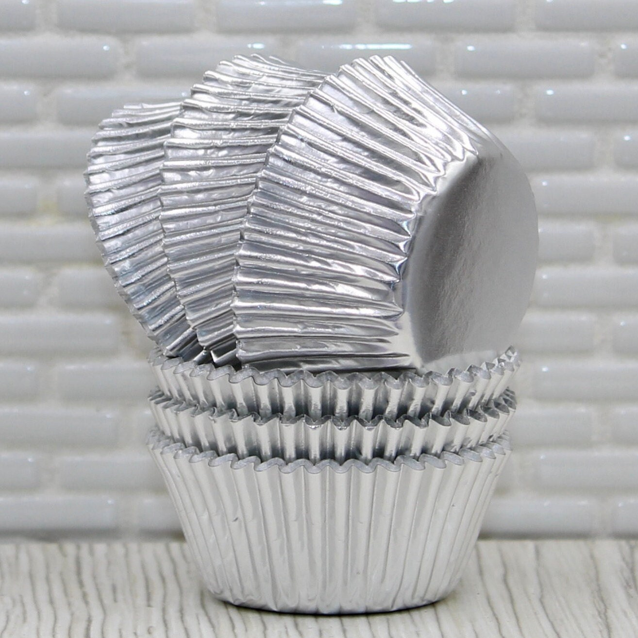 Silver Foil Cupcake Liners qty 50 Silver Baking Cup Silver Cupcake Papers Silver Cupcake Papers Foil Cupcake Liners Cupcake Wrappers Etsy