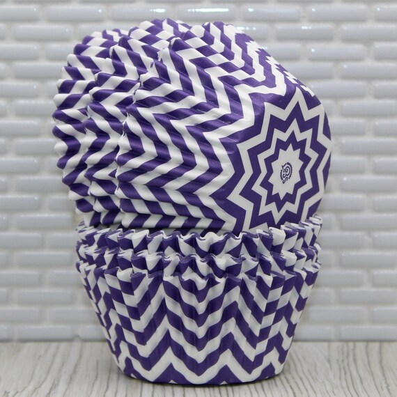 Chevron Purple Cupcakes